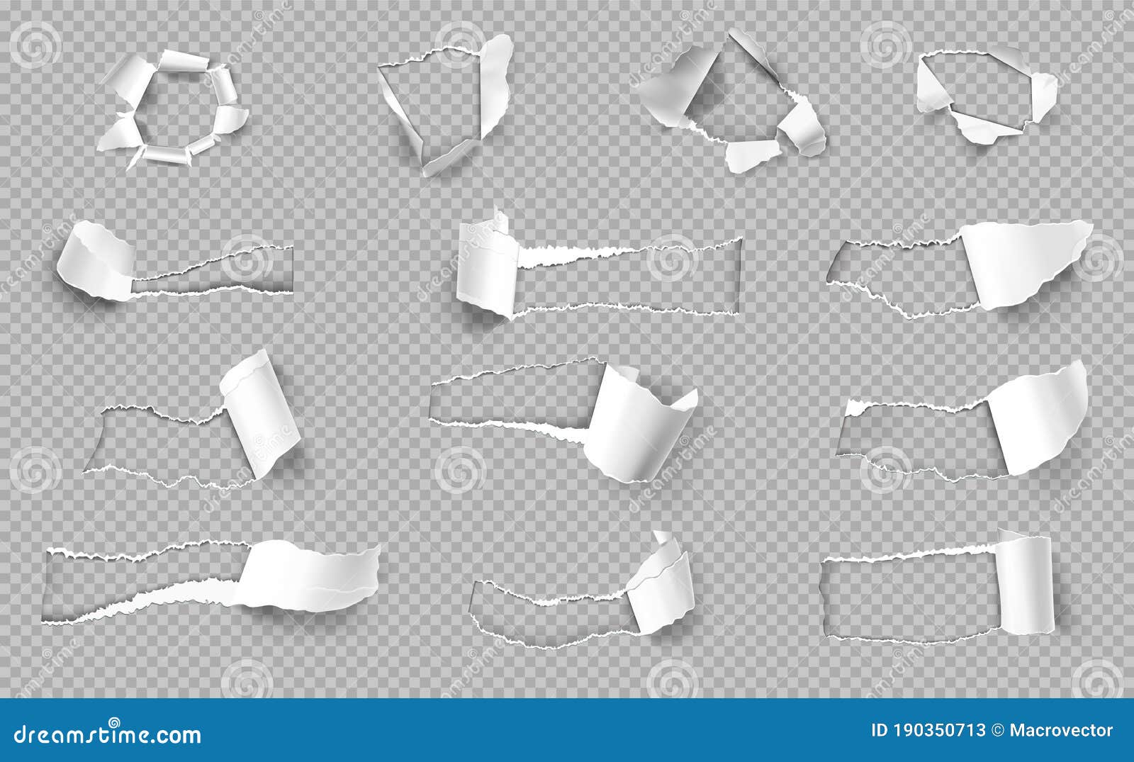 Torn Paper Transparent Set stock vector. Illustration of ripped - 190350713