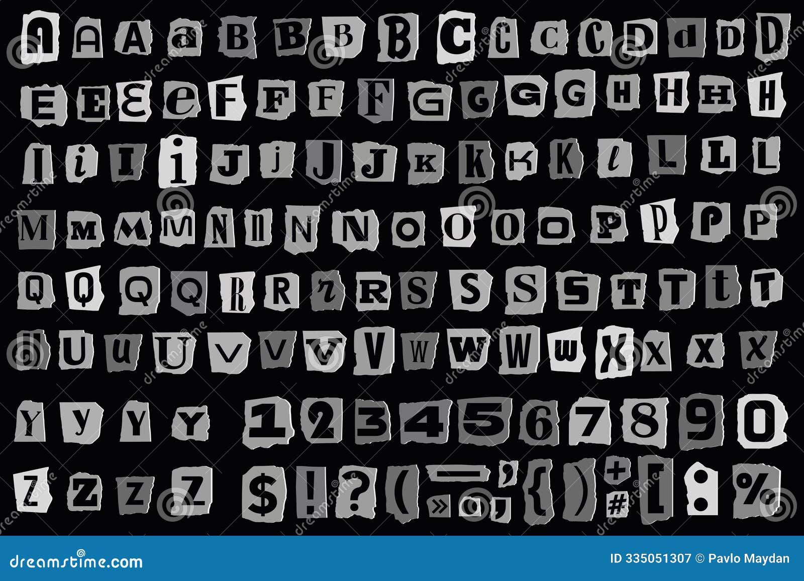 Vector Ransom Note Font Cut Paper Letters | CartoonDealer.com #335051257