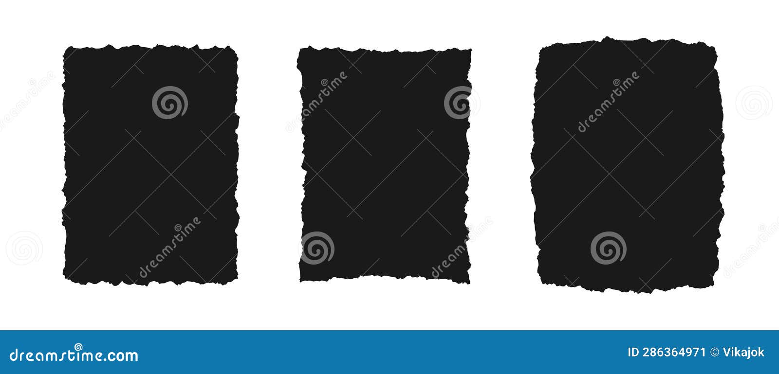 Torn Paper Frame Set. Collection of Black Sheet Wallpaper with Jagged ...