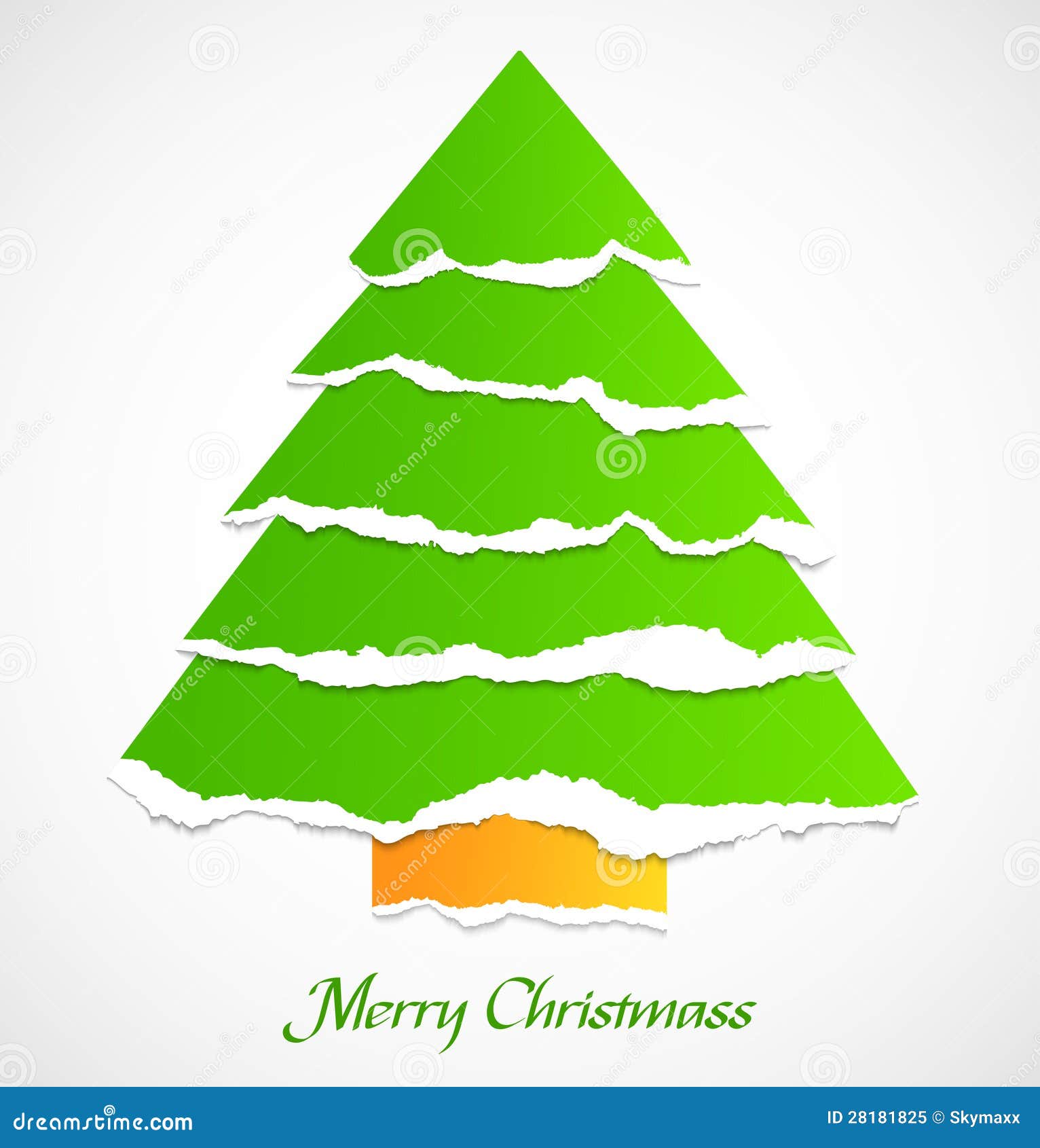 Torn Paper Green Christmas Tree Stock Vector - Illustration of ...