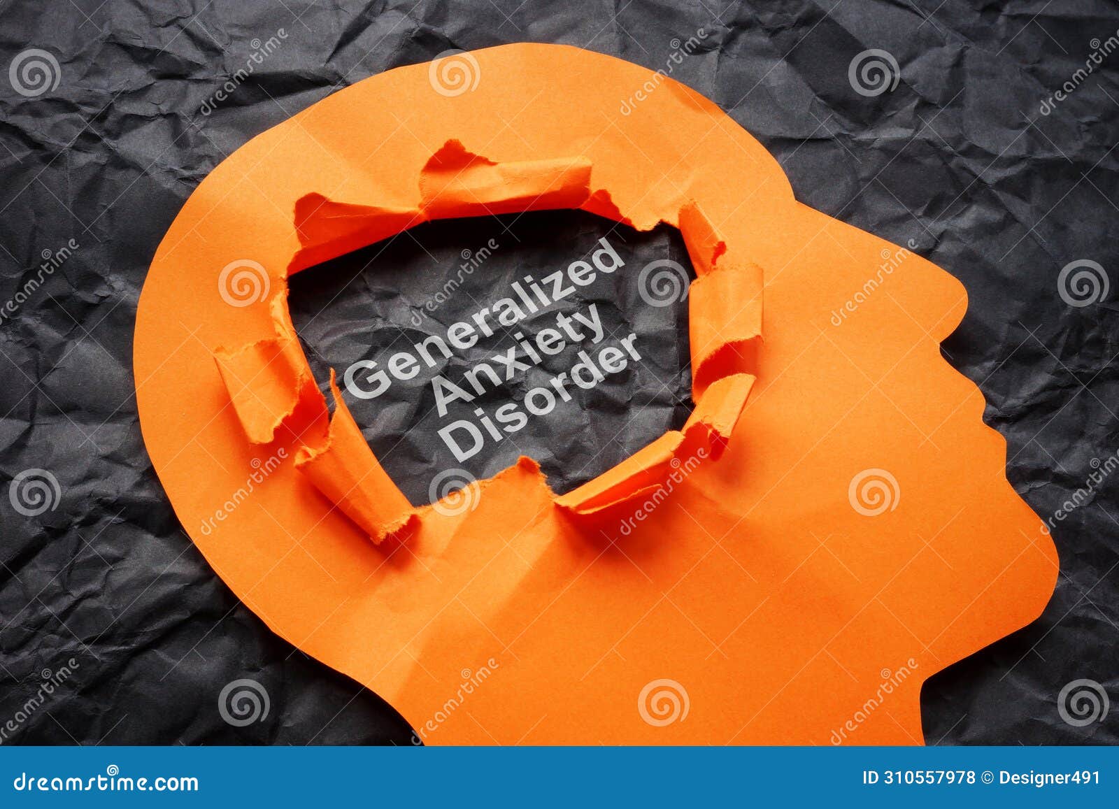 Torn Paper Head and Inscription Generalized Anxiety Disorder GAD. Stock ...