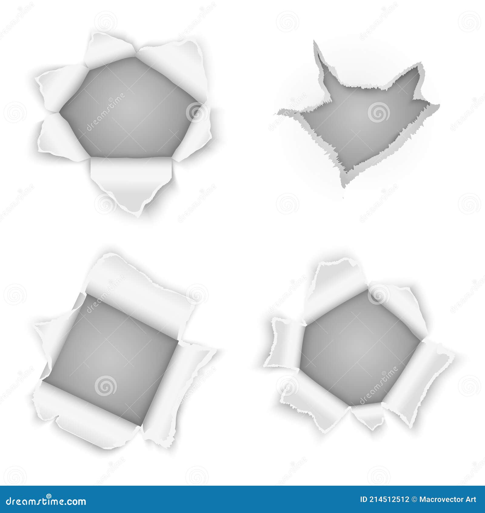 Torn Paper Holes Vector Collection Stock Vector - Illustration of edge ...