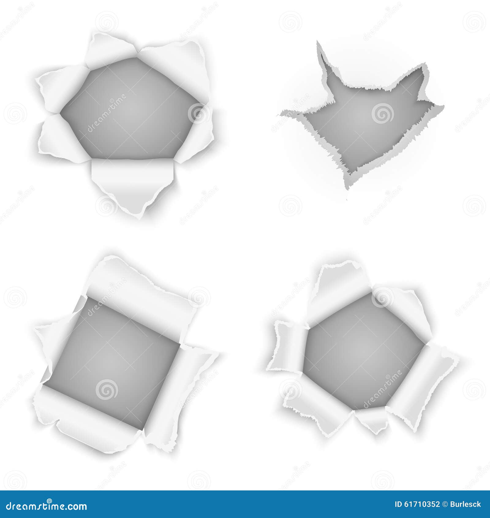 Torn Paper Holes Vector Collection Stock Vector - Illustration of edge ...