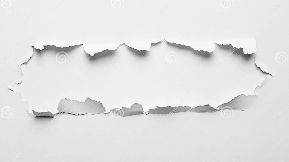 Torn Paper with Jagged Edges on White Background, Text Copy Space ...