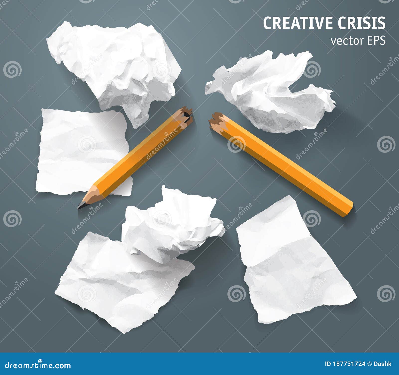 Torn Paper Lumps Broken Pencil Creative Crisis Stock Vector ...