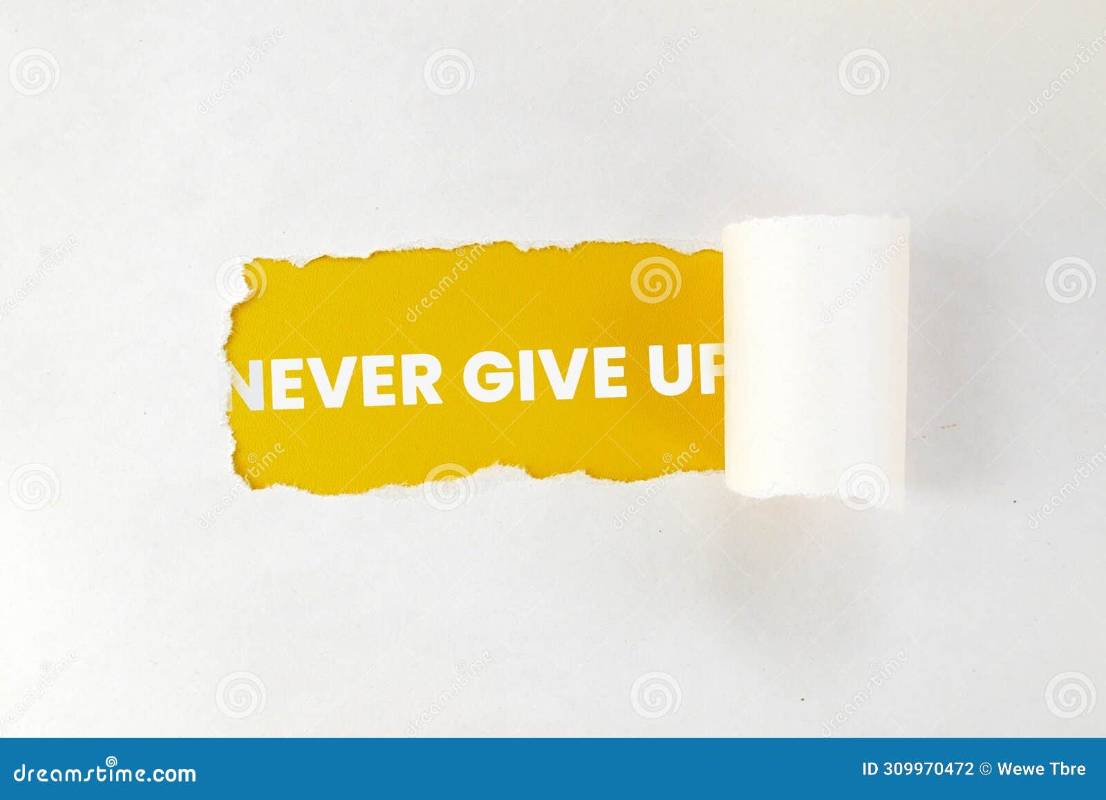 Torn Paper with NEVER GIVE UP Text Space. Stock Photo - Image of icon ...