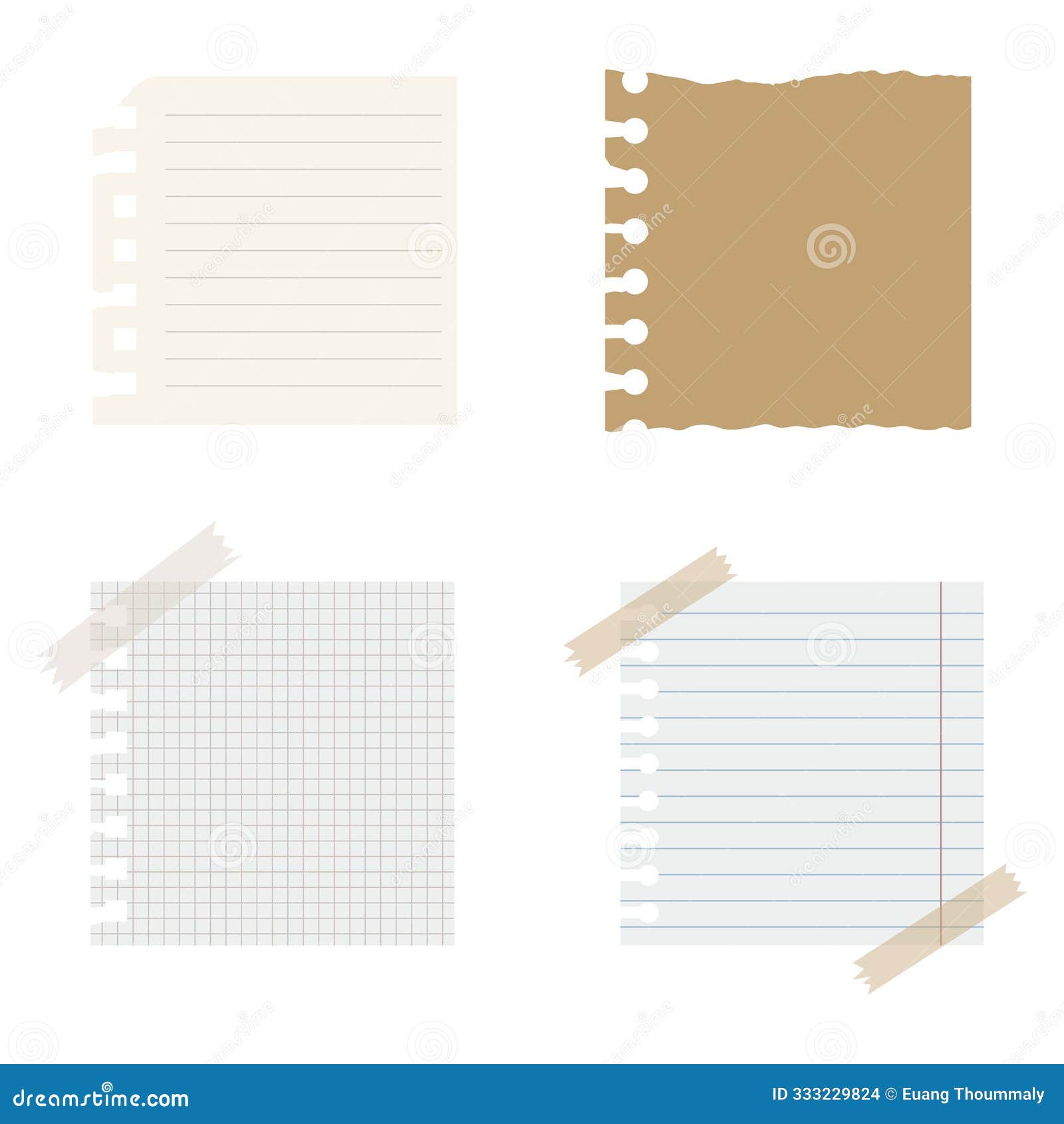 Torn Paper Notepad Page Strips with Tape, Rip Blank Notes Stock ...