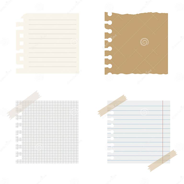 Torn Paper Notepad Page Strips with Tape, Rip Blank Notes Stock ...