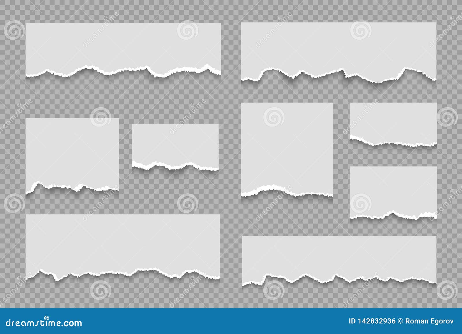 Torn Paper Notes. White Notebook Grungy Sheet, Realistic Sticky Massage ...