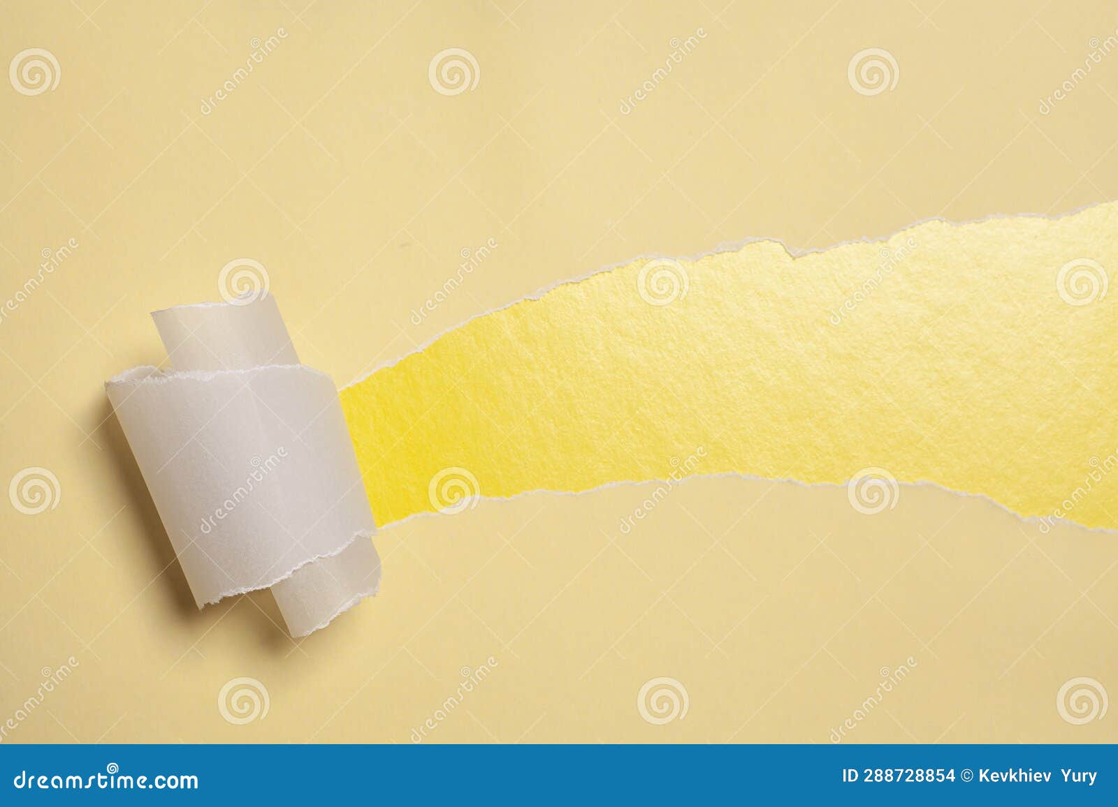 Torn Paper with Opening Showing Yellow Background. Stock Photo - Image ...