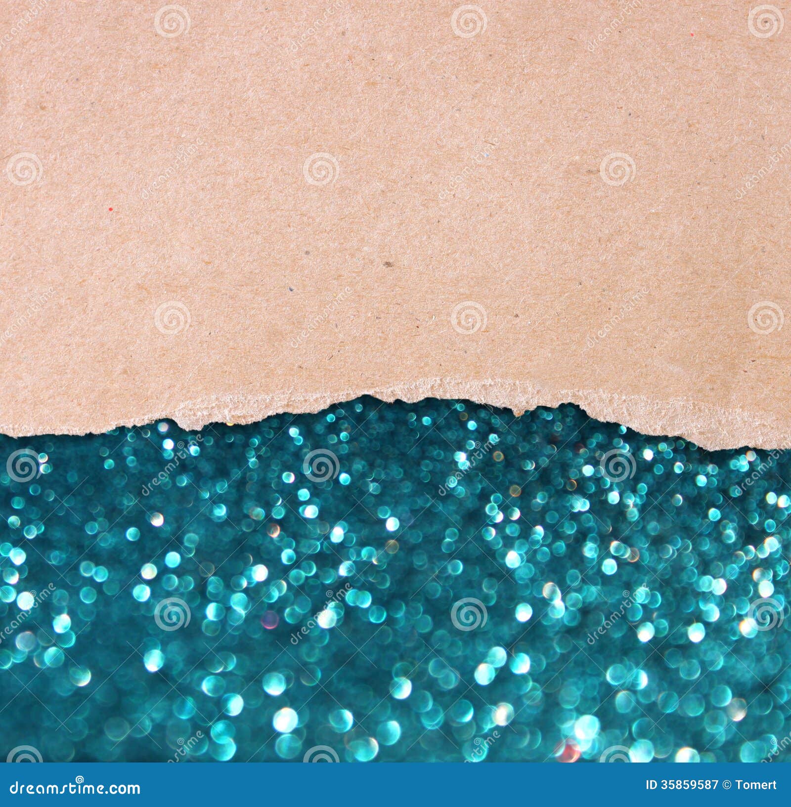 Torn Paper Over Blue Glitter Bokeh Lights Stock Image - Image of boke ...