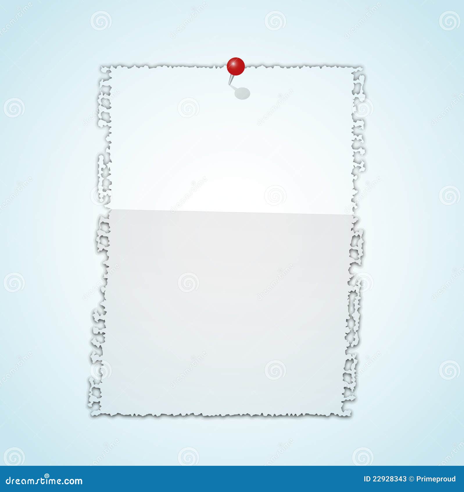 Torn paper pad with pin. stock illustration. Illustration of paper ...