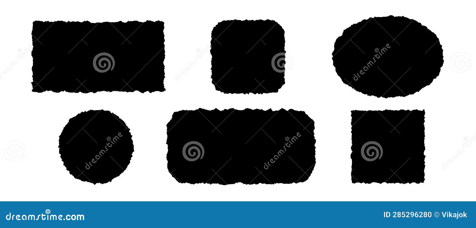 Torn Paper Pieces Set. Black Frames with Jagged Edges Stock Vector ...