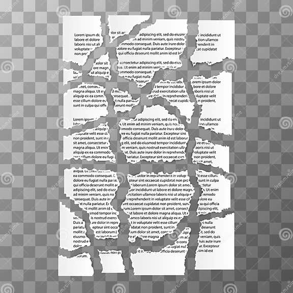 Torn Paper Pieces of Text Document on Transparent Background Stock ...