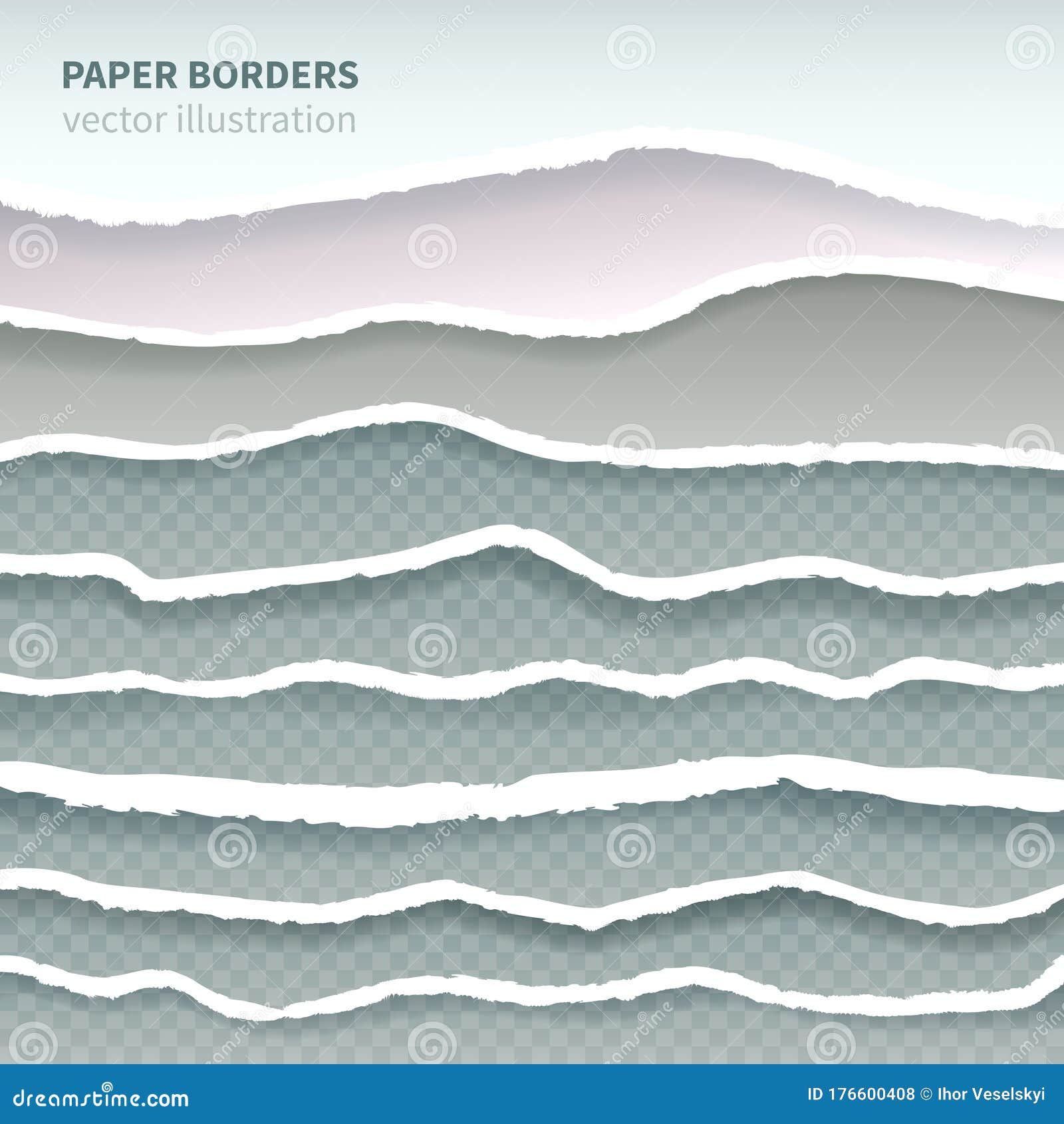 Torn Paper Realistic Borders Stock Vector - Illustration of edge, curve ...