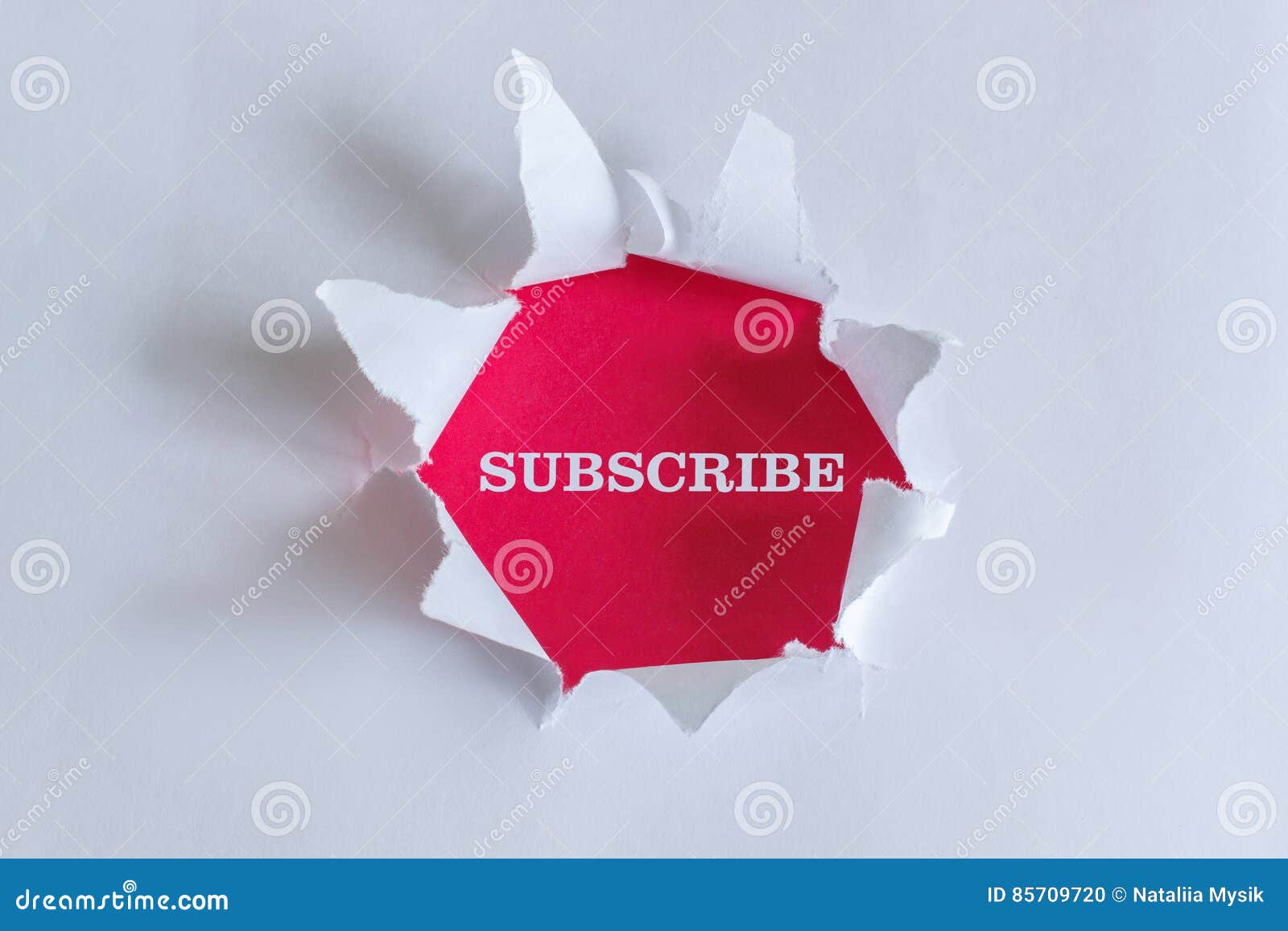 Torn Paper with Red Background and Text Subscribe. Stock Photo - Image ...