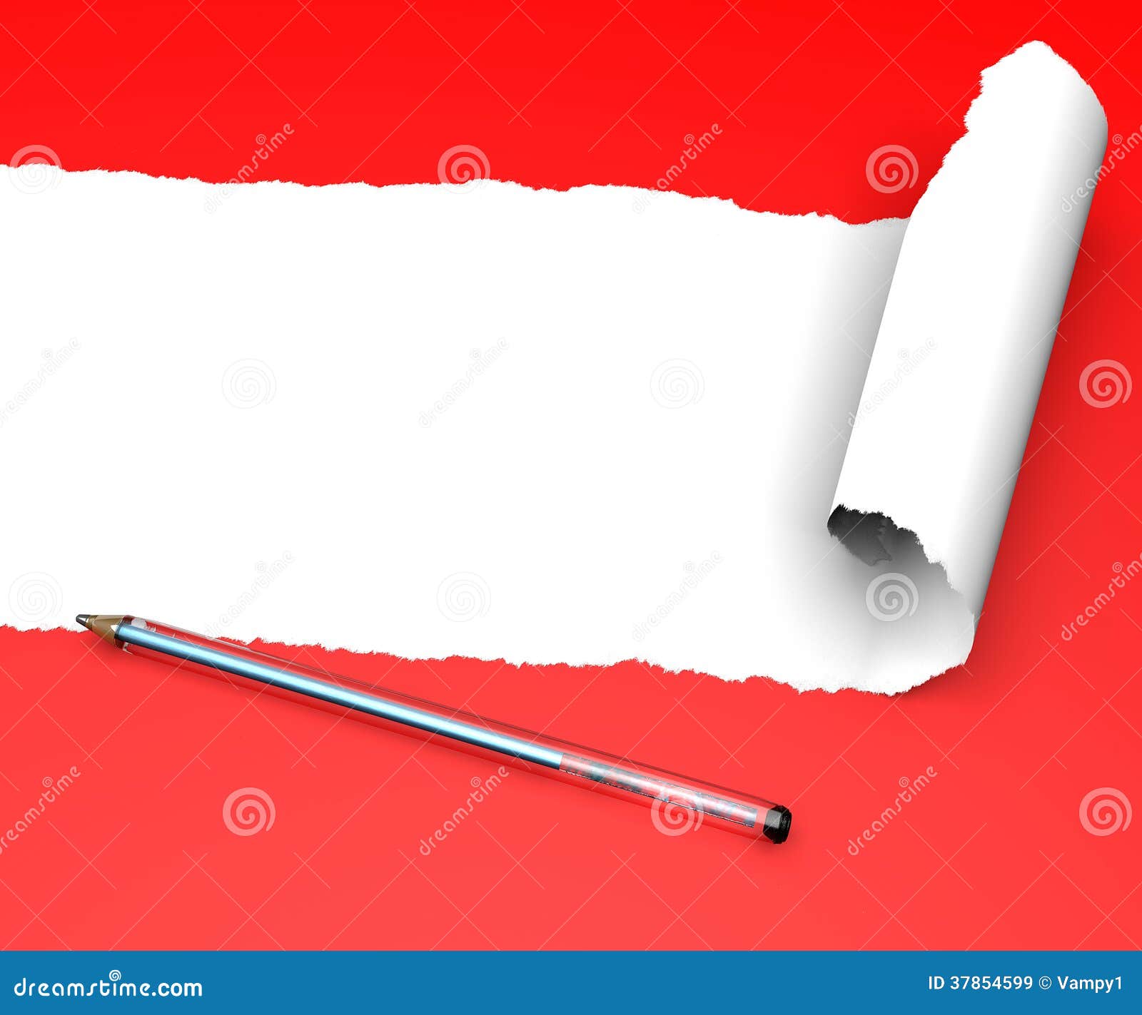 Torn Paper Red Texture And A Pen Royalty-Free Stock Photography ...