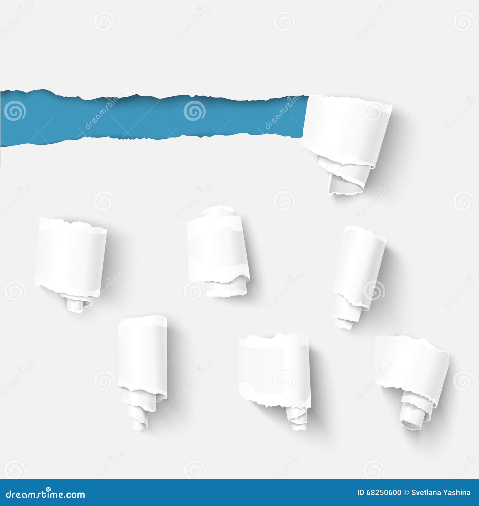 Torn Paper with a Roll Collection Stock Vector - Illustration of sale ...