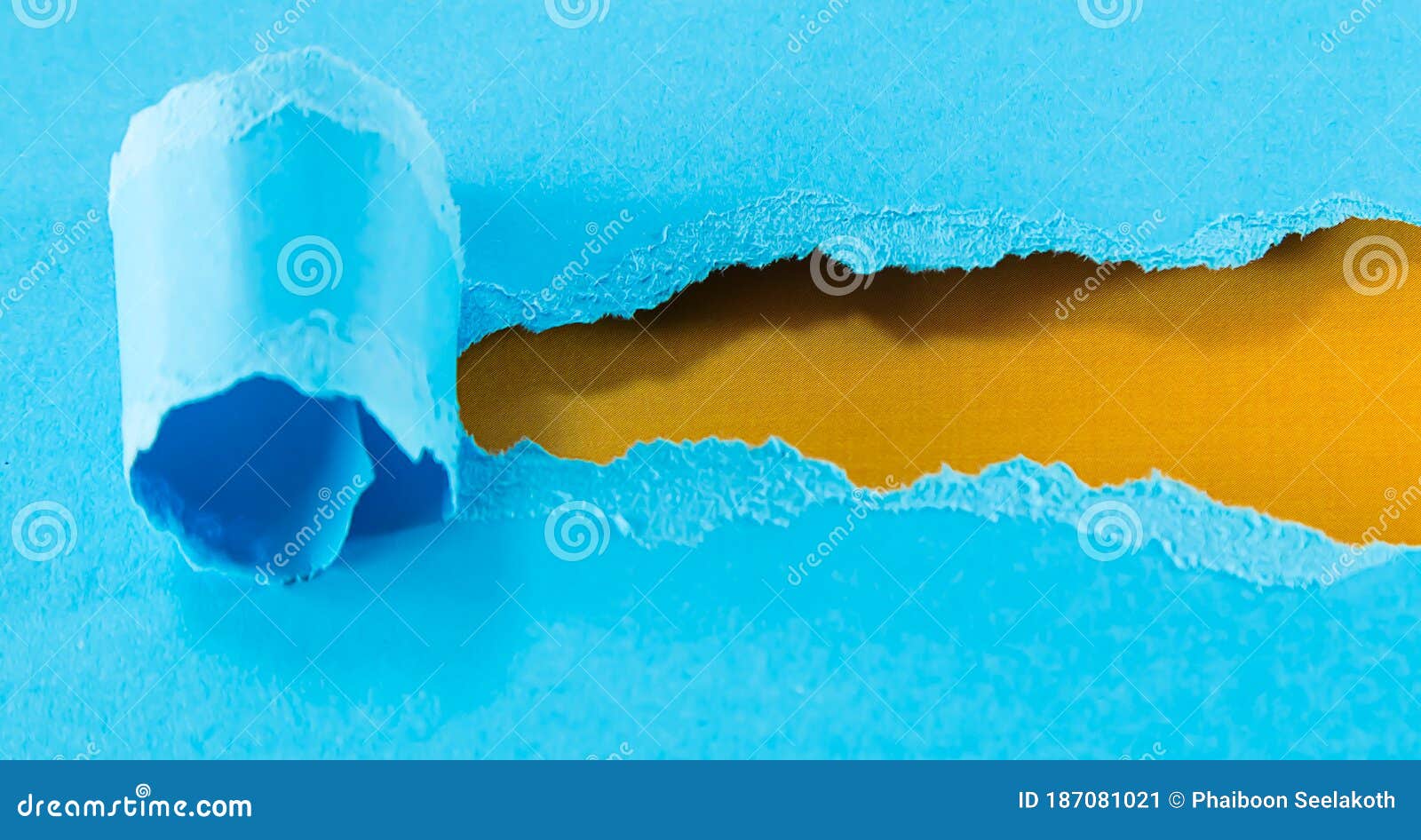 Torn Paper, Rolled into a Spiral Create a Blank Space for Advertising ...