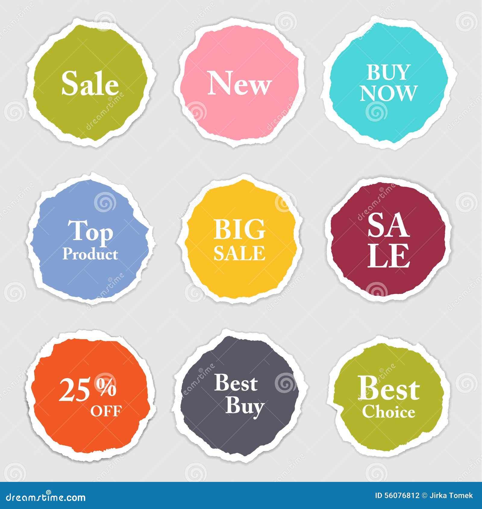 Torn Paper Round Sticker, Label, Banner Set. Vector Illustration ...
