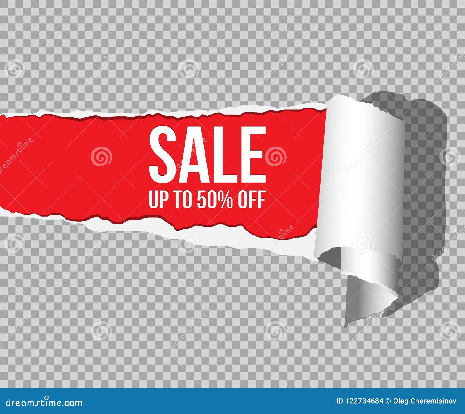 Torn Paper With Shadow And Sale Text Isolated On Transparent Background ...