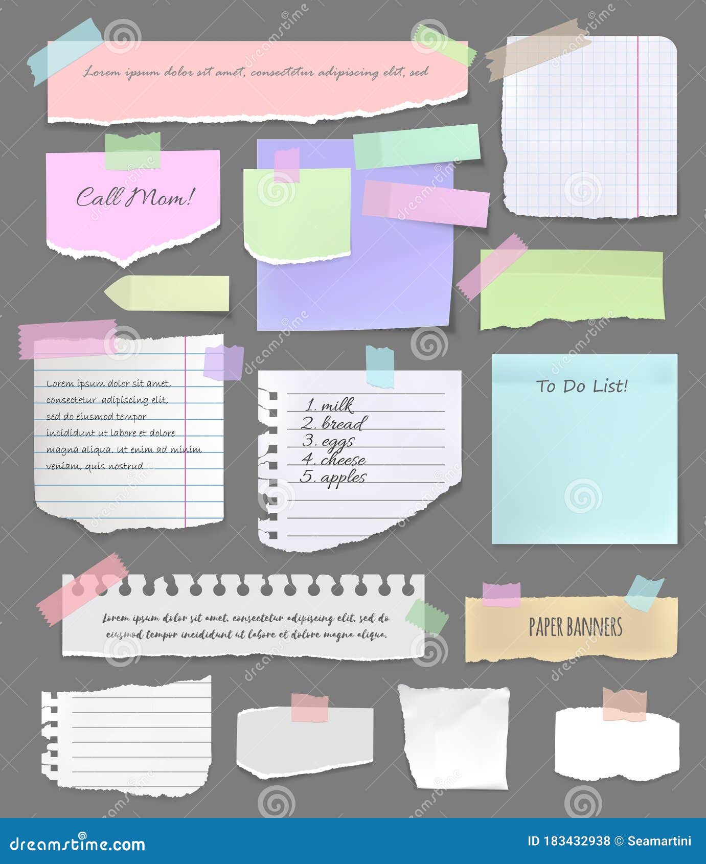 Torn Paper Sheet, Pieces for Notes and Scrapbook Stock Vector ...