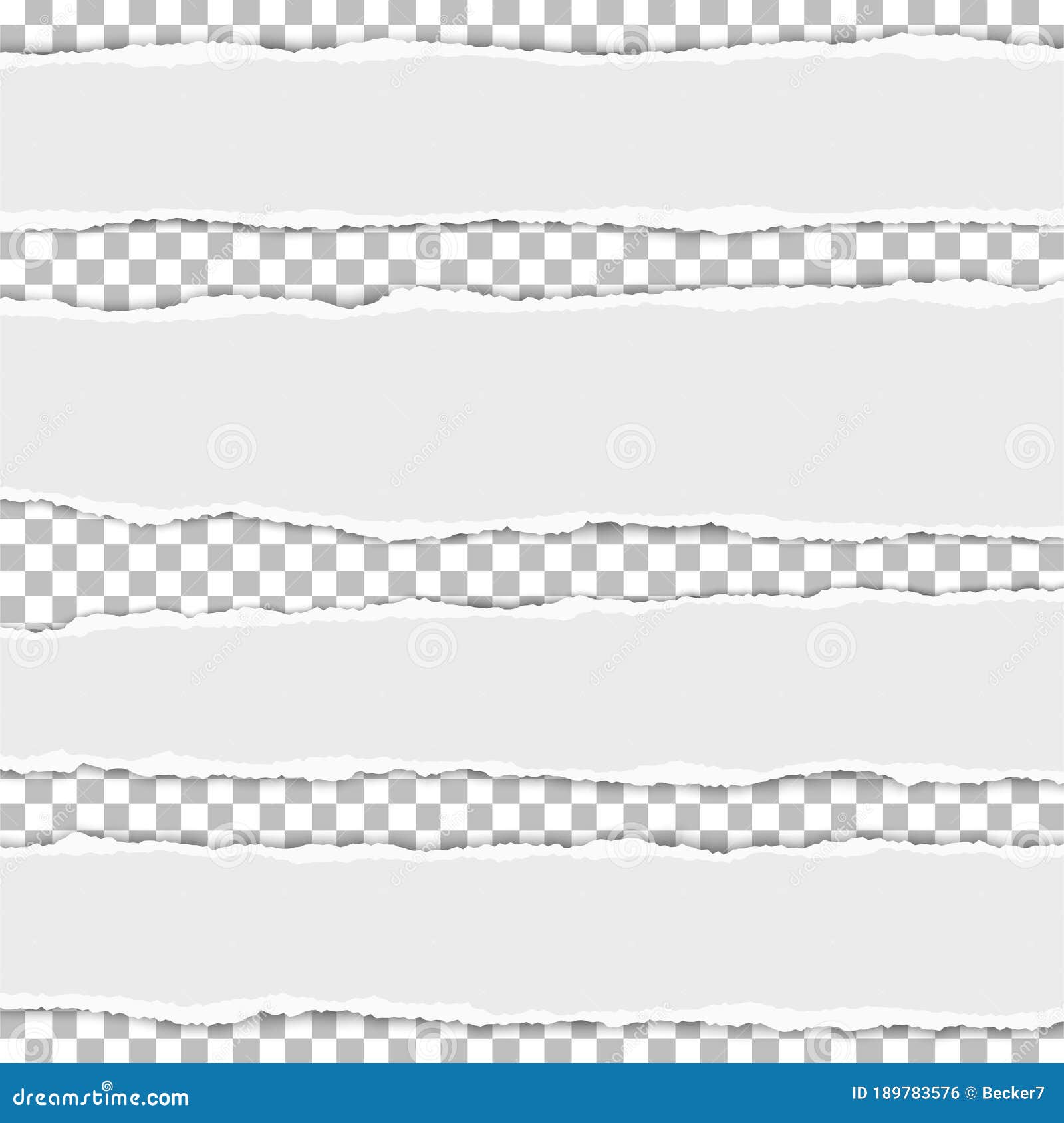 Torn Paper Stripes with Shadow Placed on Transparent Background. Vector ...