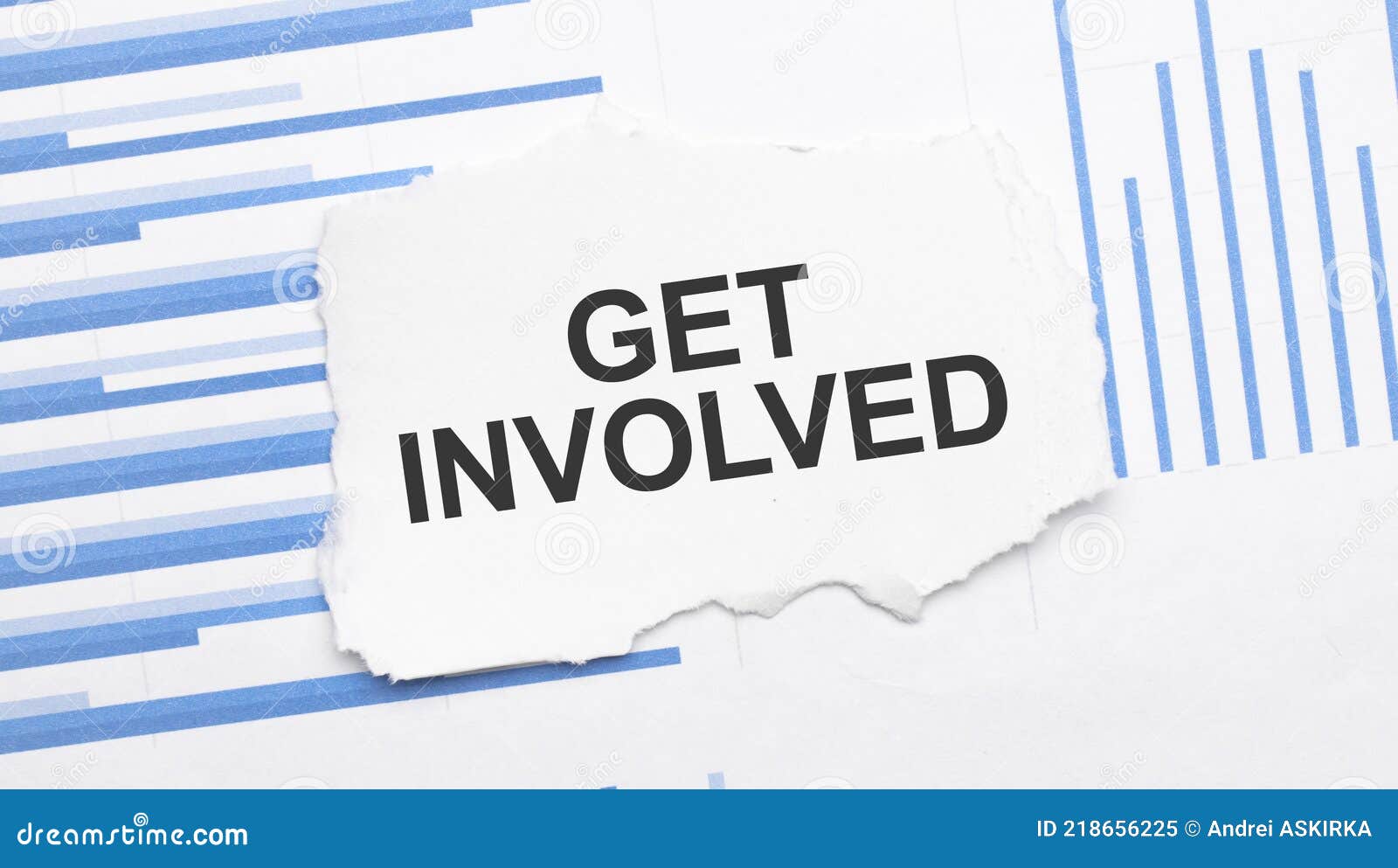 Torn Paper with Text GET INVOLVED on Bar Graph Report Stock Image ...