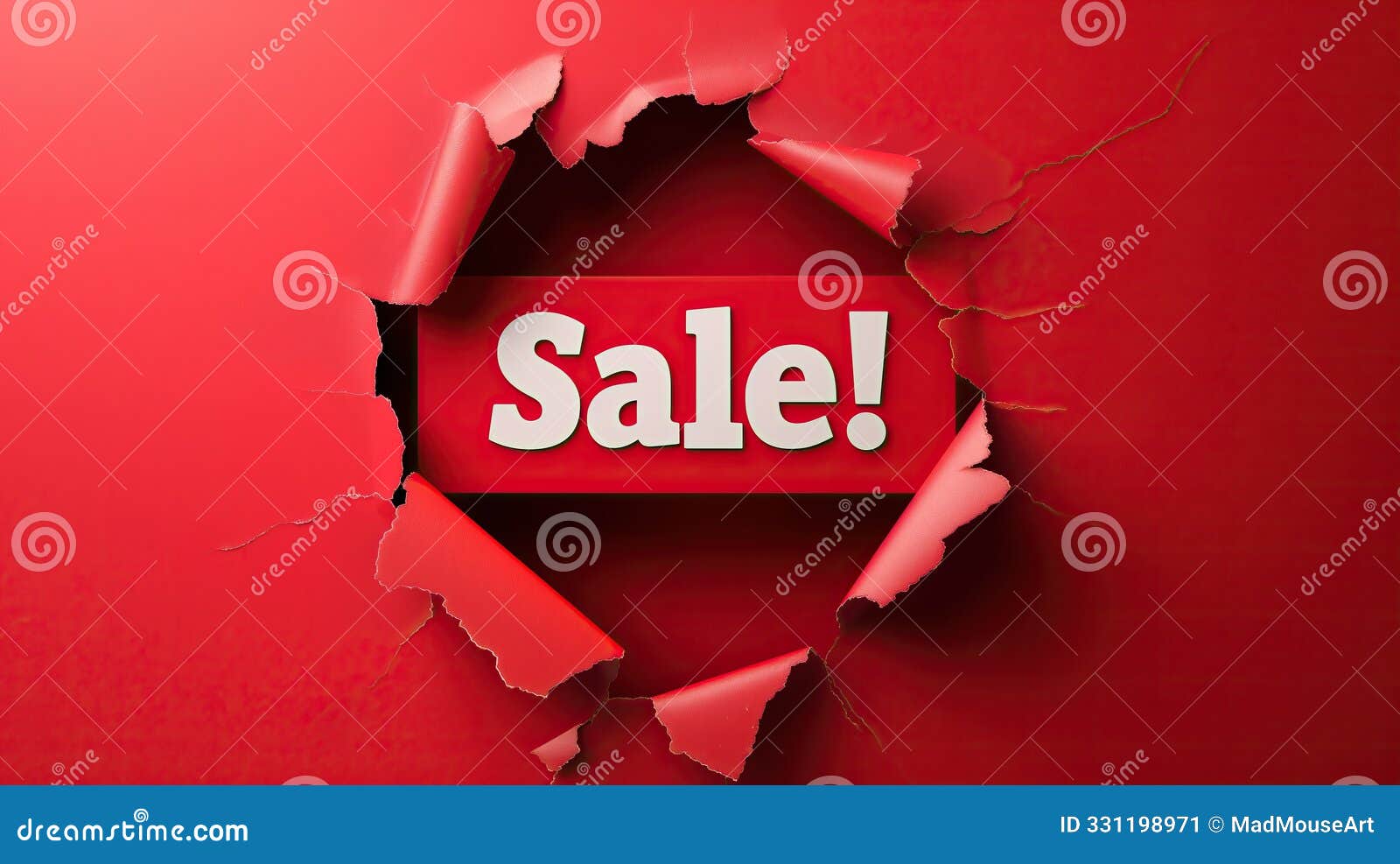 Torn Paper with White Sale Sign on Red Background Stock Illustration ...