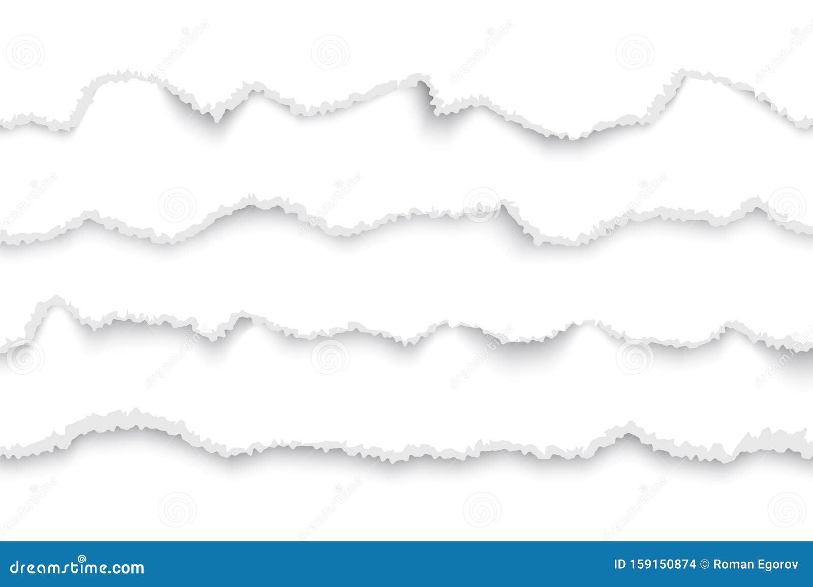 Torn Paper White Set. Horizontal Rip Edge Strips Stock Vector ...