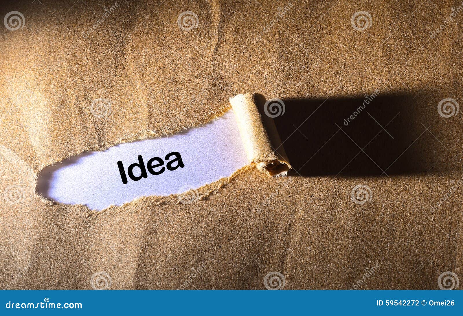 Torn paper with word idea stock photo. Image of light - 59542272
