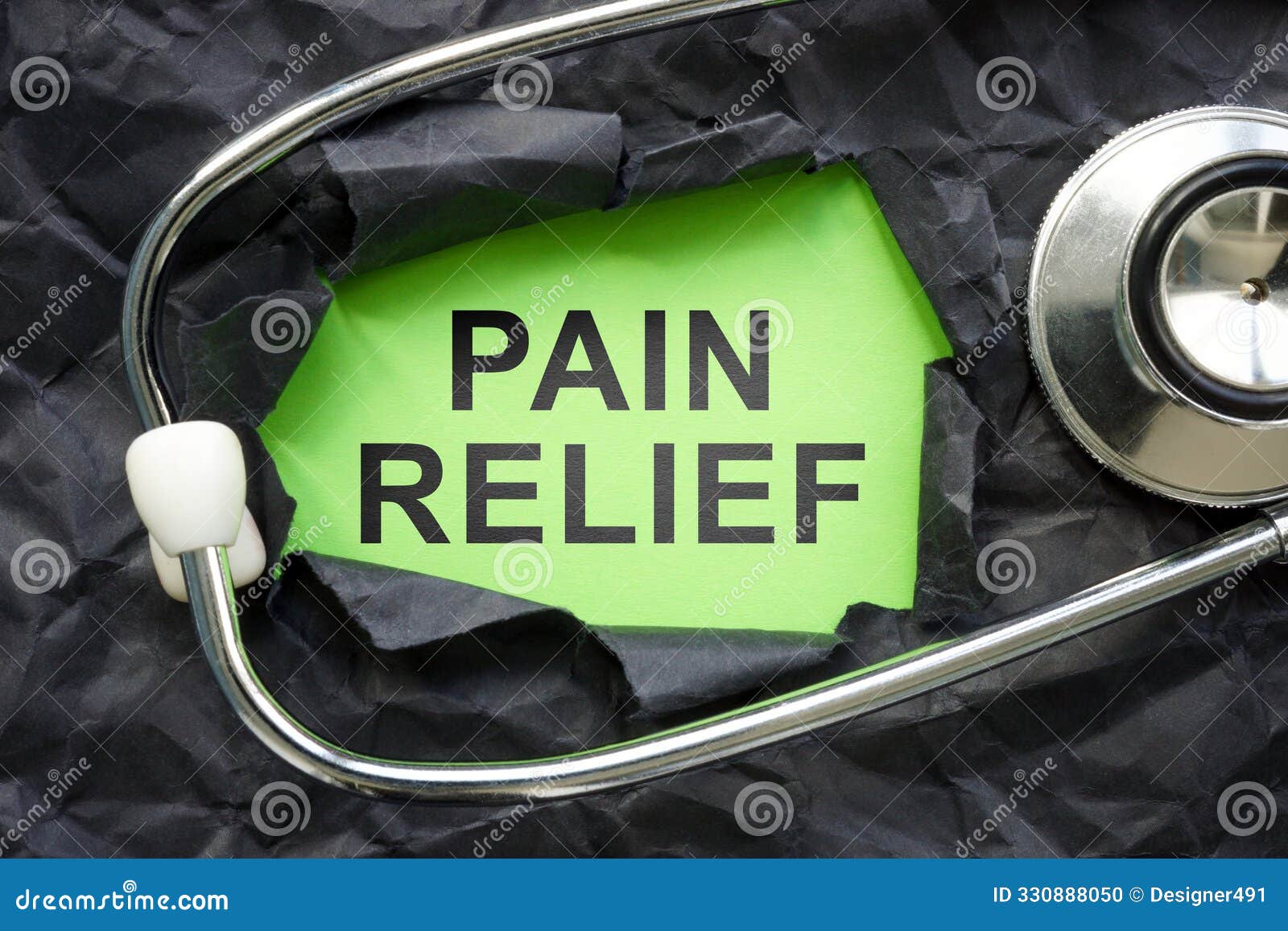 Torn Paper with the Words Pain Relief and a Stethoscope. Stock Photo ...
