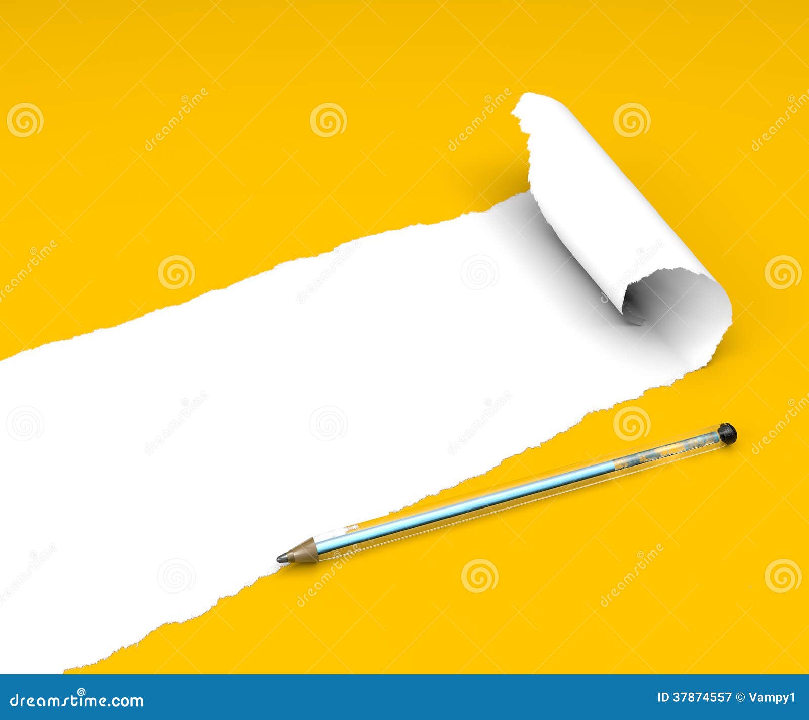 Torn Paper Yellow Texture and a Pen Stock Illustration - Illustration ...
