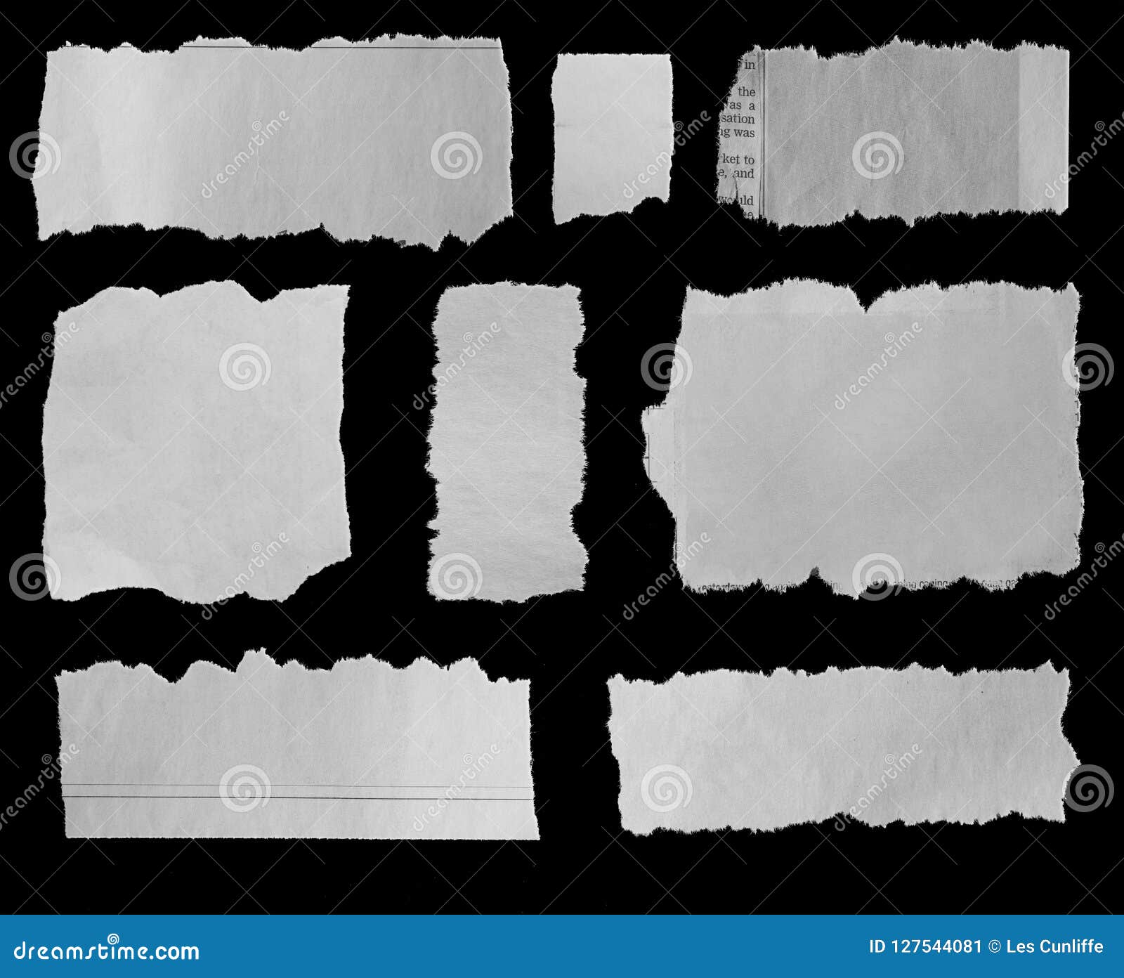 Torn papers on black stock image. Image of frayed, pieces - 127544081