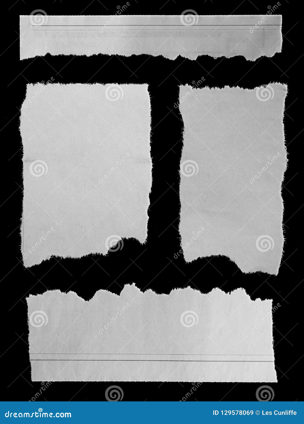 Torn papers on black stock image. Image of label, element - 129578069