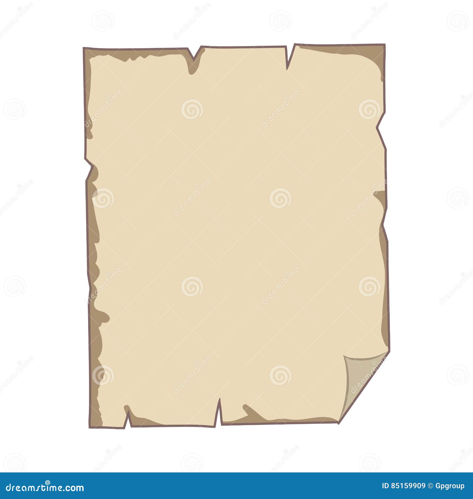 Torn Parchment with Folded Sheet Edge Stock Illustration - Illustration ...
