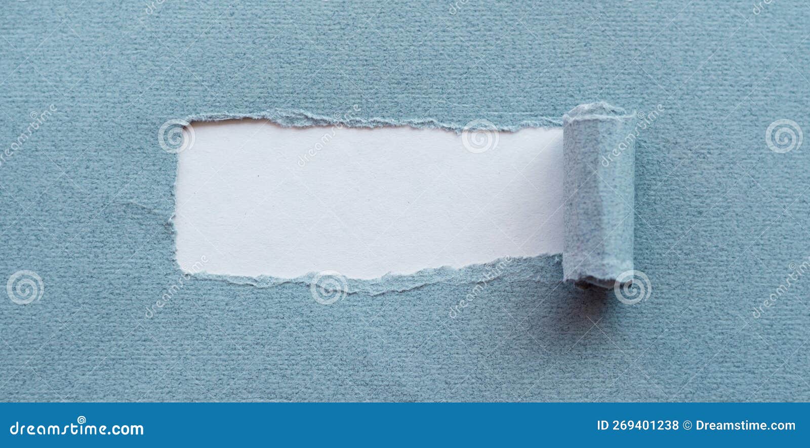 Torn Piece of Blue Paper for Hidden Text Used As Template or Mockup ...