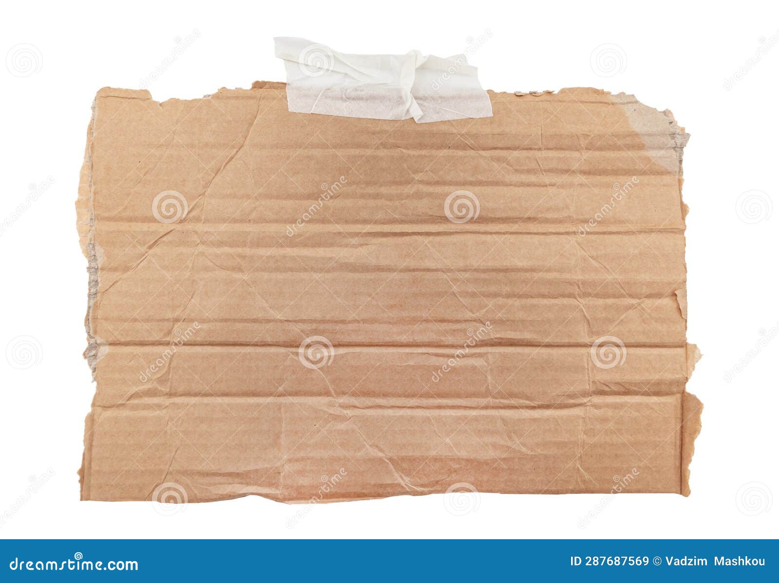 A Torn Piece of Cardboard with Tape on a White Background. Box Stock ...