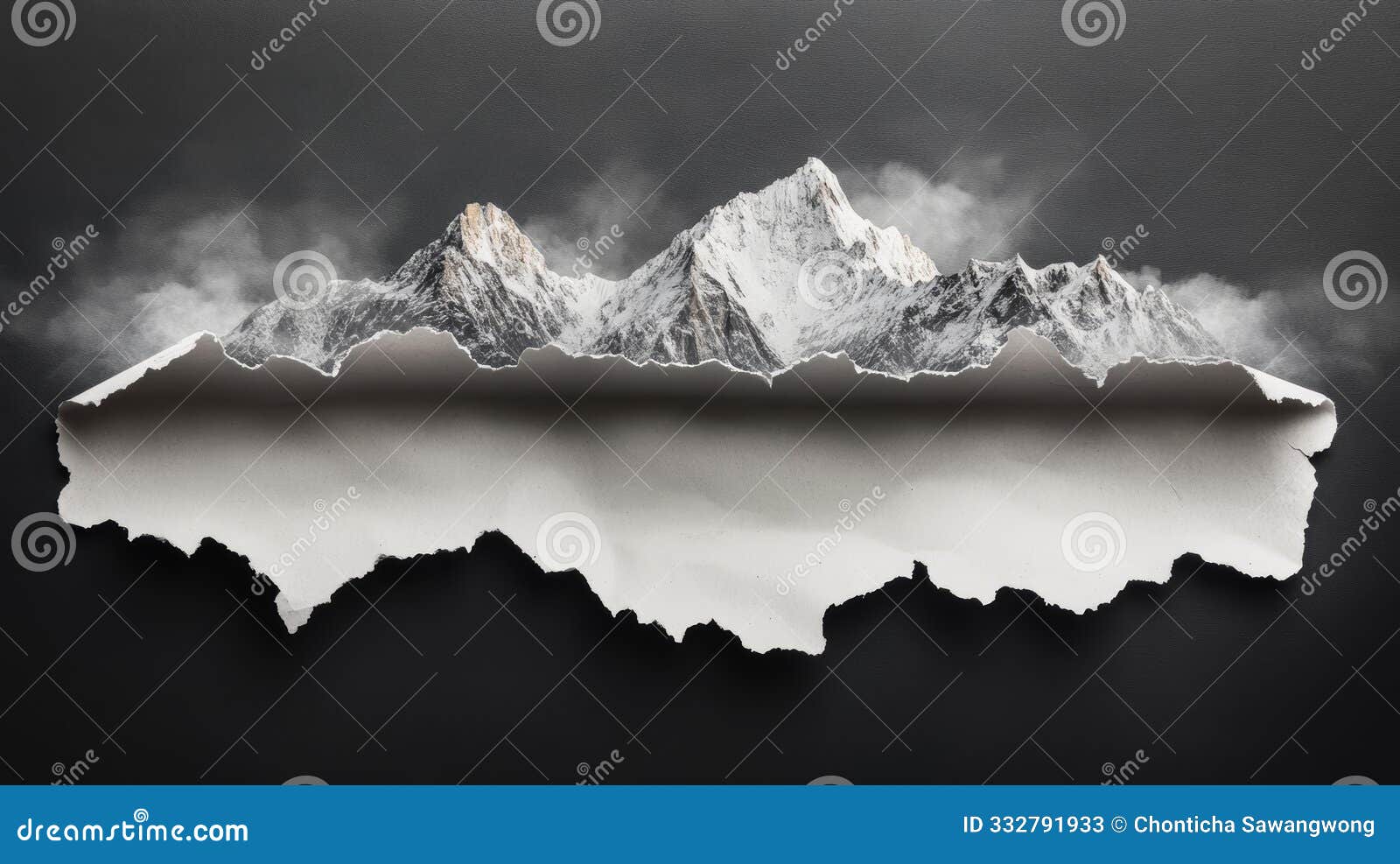 A Torn Piece of Paper Reveals a Snowy Mountain Range Peeking through ...