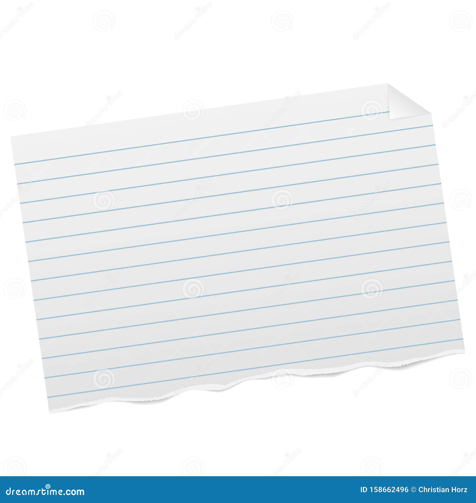 Torn Piece of Ruled Paper with Folded Corner and Shadow Stock Vector ...