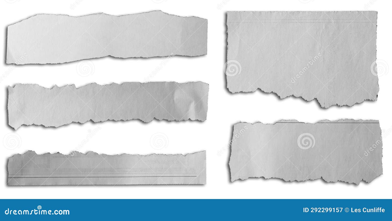 Torn pieces of paper stock image. Image of isolated - 292299157