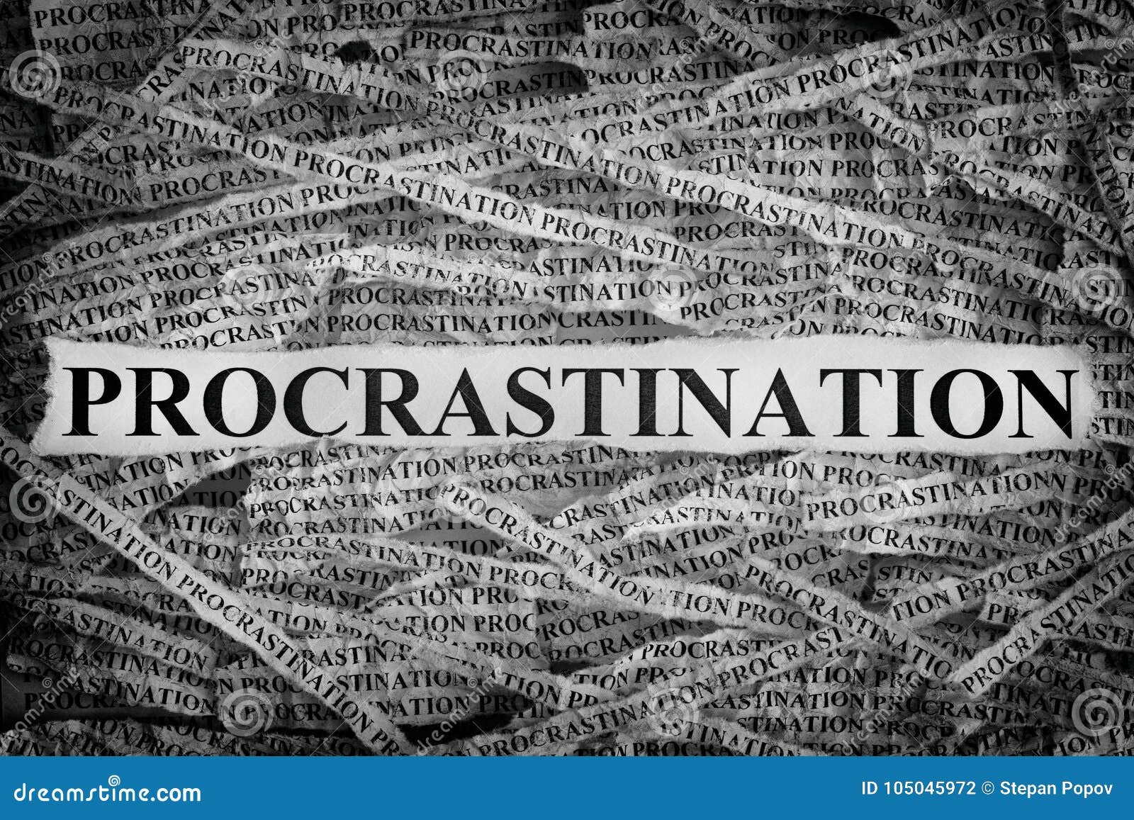 Torn Pieces of Paper with Word Procrastination Stock Photo - Image of ...