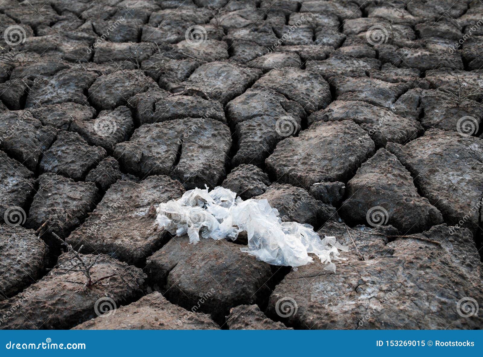 Torn Plastic Bag on the Ground Stock Image - Image of landfill, desert ...