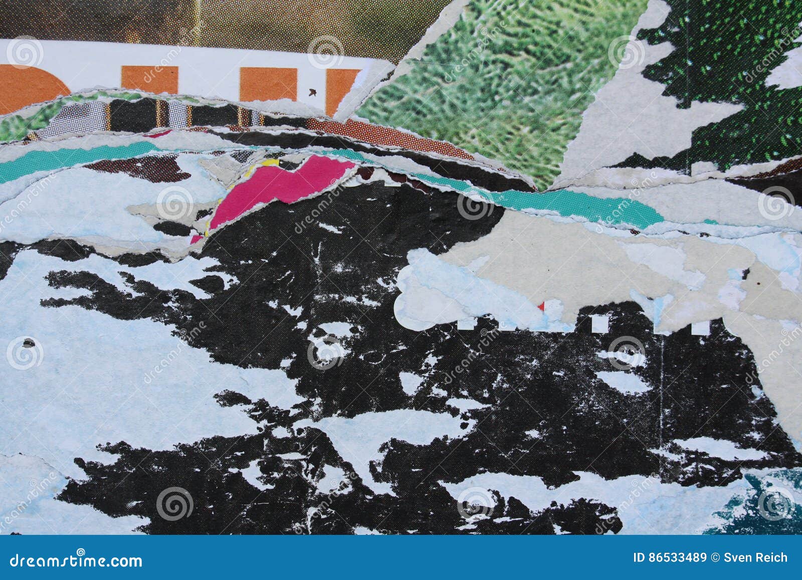 Torn posters stock image. Image of colorful, decay, collage - 86533489