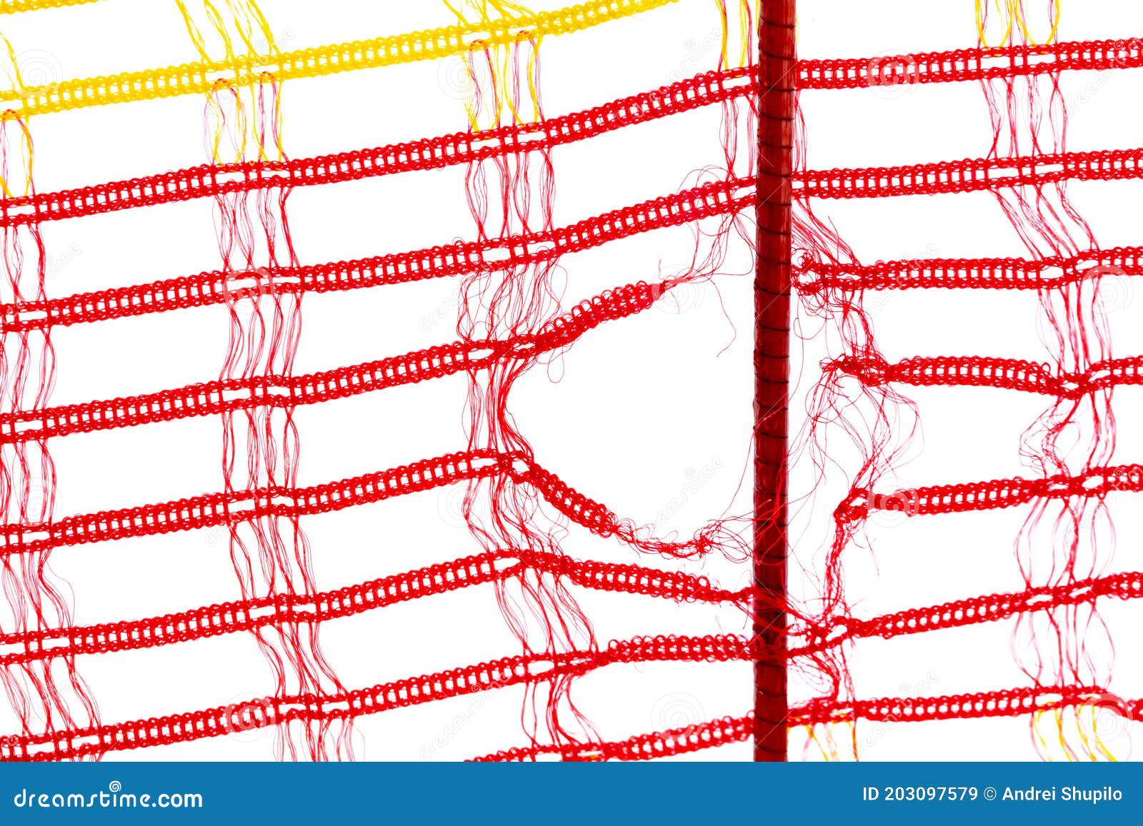 Torn Red Mesh Isolated on White Background Stock Image - Image of ...