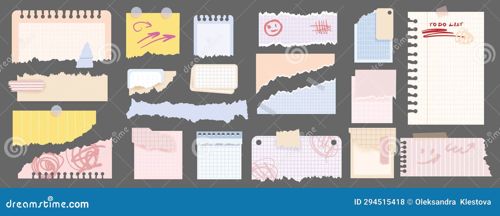 Torn Rip Paper Set, Edge Note Texture Piece, Vector White Scrapbook ...