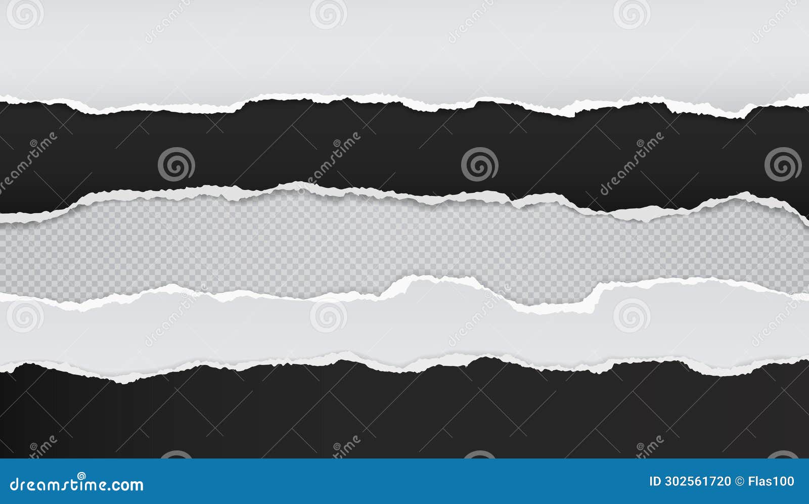 Ripped Black And White Paper Strips. Realistic Paper Scraps With Torn ...