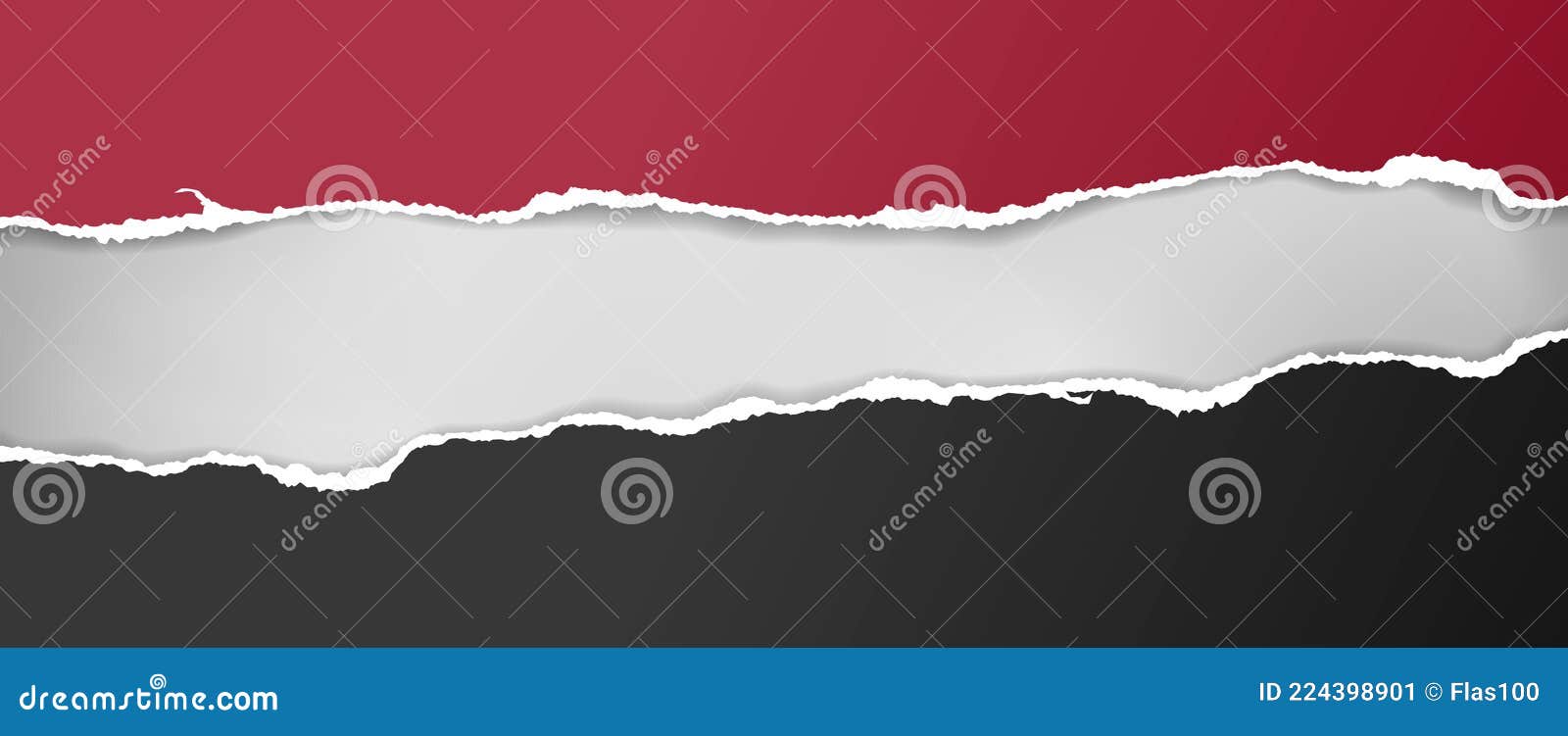 Torn, Ripped Dark Red, Black Paper Strips with Soft Shadow are on White ...