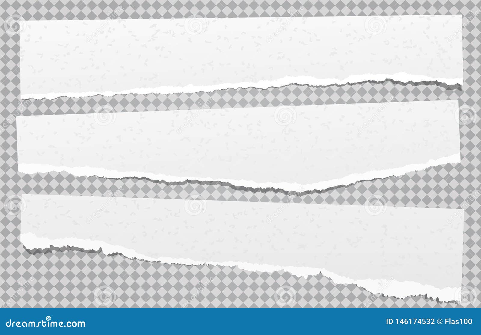 Torn, Ripped Grainy White Paper are on Squared Background. Vector ...