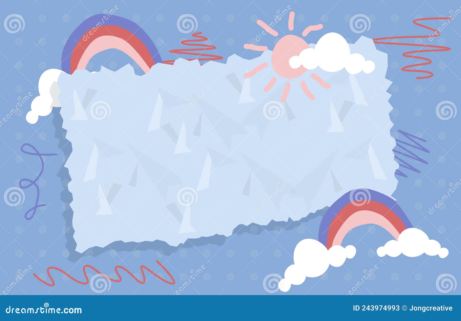 Torn Ripped Paper Frame Abstract Background Sun Rainbow Cloud Stock ...